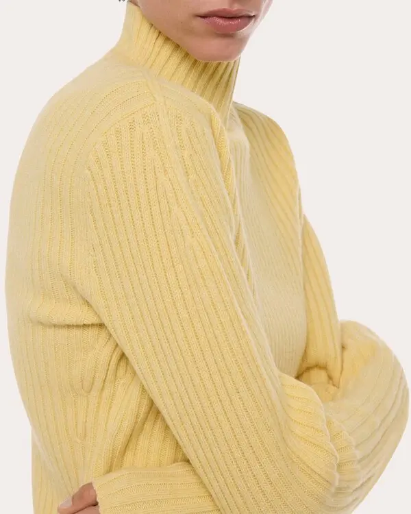 Helmut Lang Ribbed Wool Mock Neck Sweater