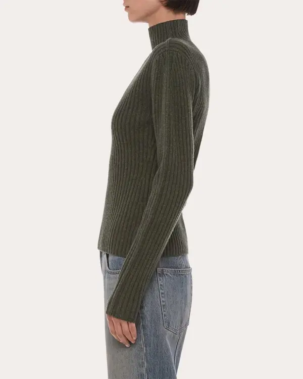 Helmut Lang Ribbed Wool Mock Neck Sweater