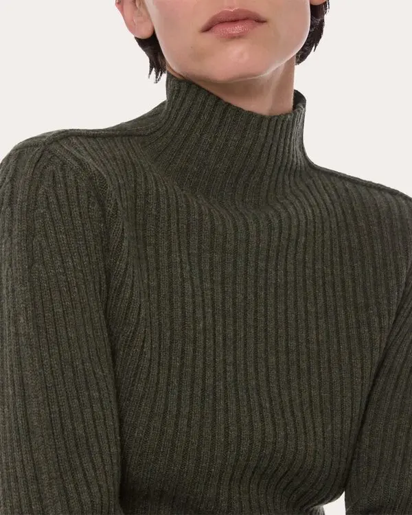 Helmut Lang Ribbed Wool Mock Neck Sweater