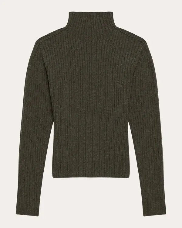 Helmut Lang Ribbed Wool Mock Neck Sweater