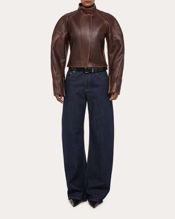 Helmut Lang Leather Cropped Saddle Jacket