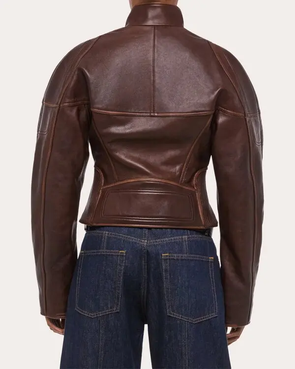 Helmut Lang Leather Cropped Saddle Jacket