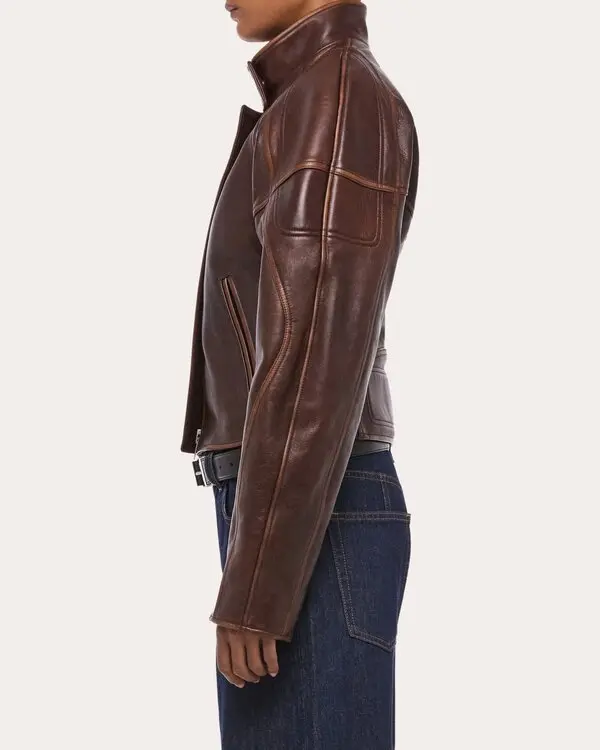 Helmut Lang Leather Cropped Saddle Jacket