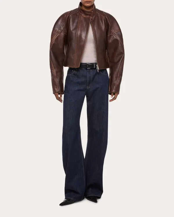 Helmut Lang Leather Cropped Saddle Jacket