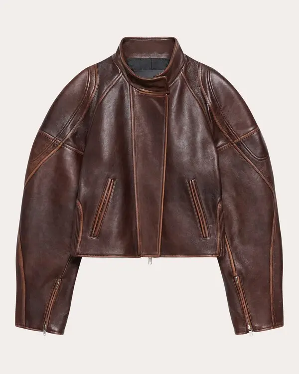 Helmut Lang Leather Cropped Saddle Jacket