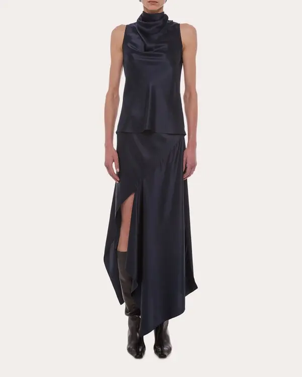 Helmut Lang Silk Tie-neck Sleeveless Blouse