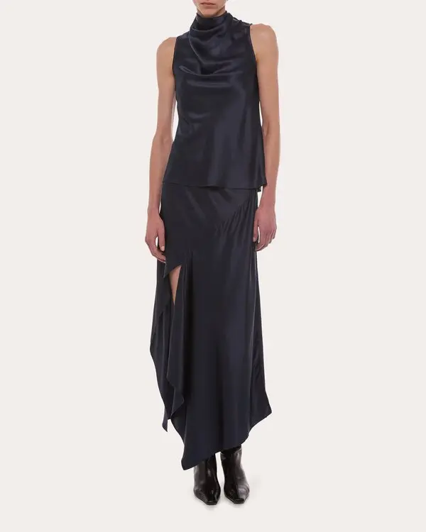 Helmut Lang Silk Tie-neck Sleeveless Blouse