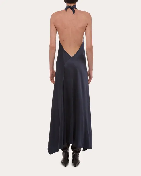 Helmut Lang Silk Tie Scarf Halter Dress