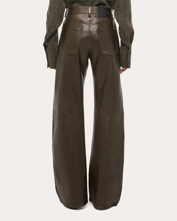 Helmut Lang Bonded Leather Relaxed Bootcut Jeans