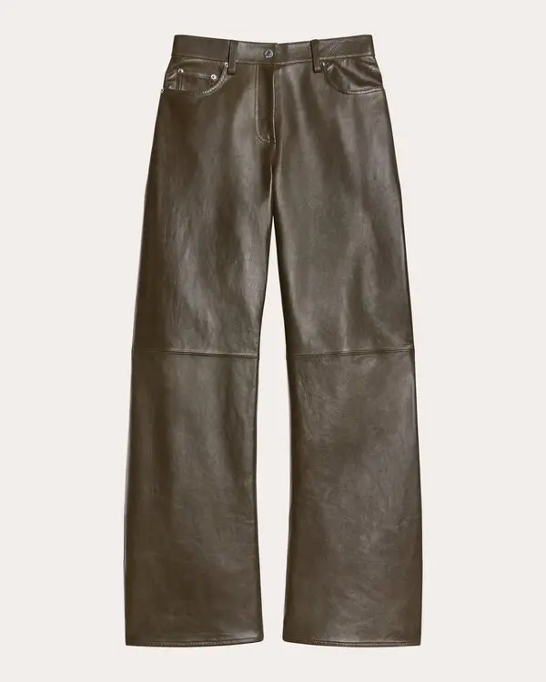Helmut Lang Bonded Leather Relaxed Bootcut Jeans