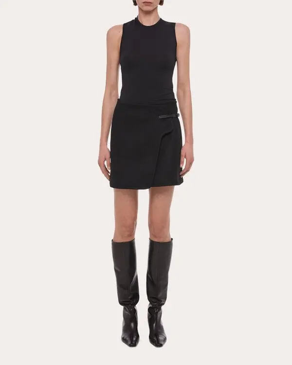 Helmut Lang Twill Saddle Mini Wrap Skirt