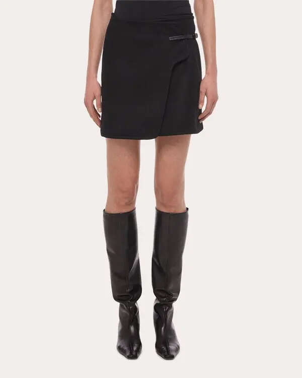 Helmut Lang Twill Saddle Mini Wrap Skirt