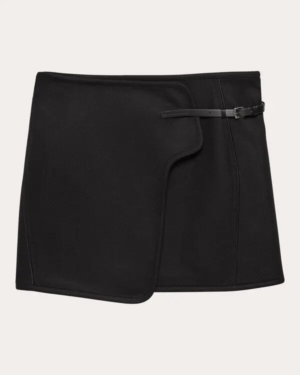 Helmut Lang Twill Saddle Mini Wrap Skirt