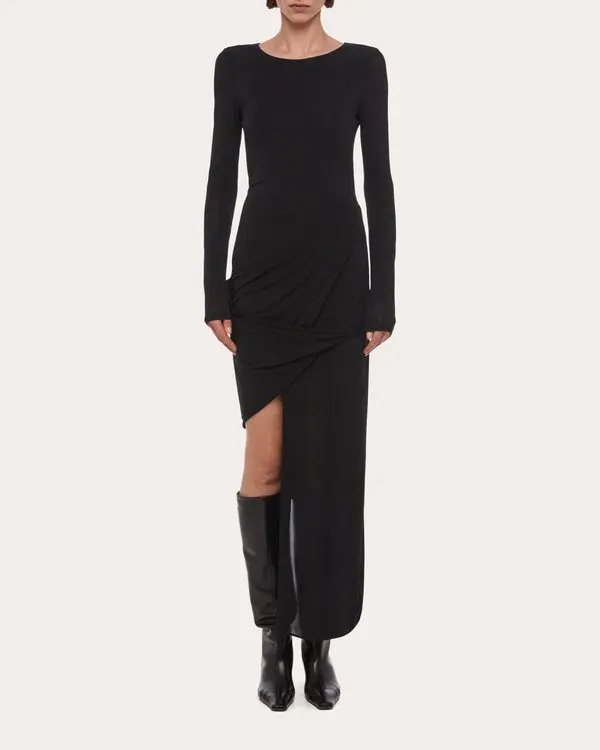 Helmut Lang Stretch Jersey Twisted Drape Dress