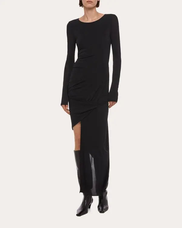 Helmut Lang Stretch Jersey Twisted Drape Dress