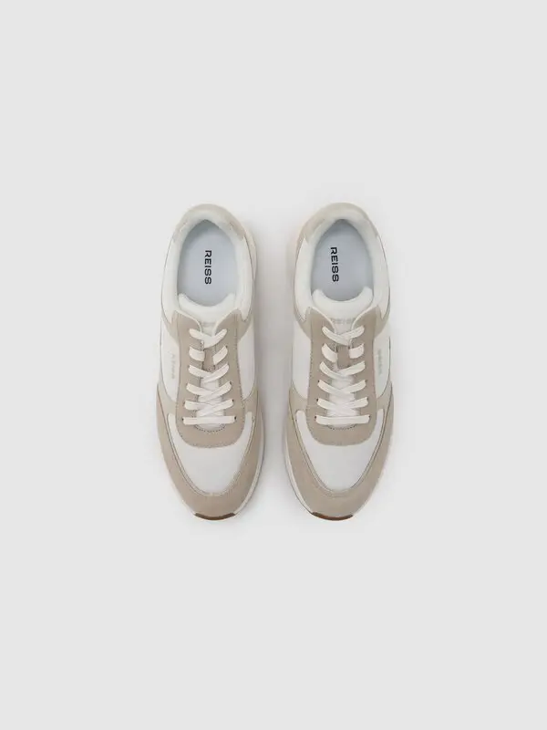 REISS Hudson Suede-trim Runner Trainers - Off White