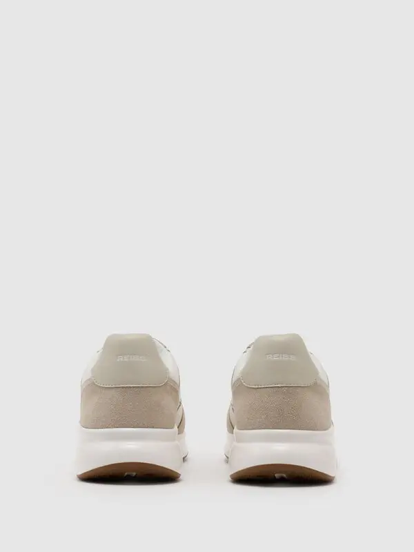 REISS Hudson Suede-trim Runner Trainers - Off White
