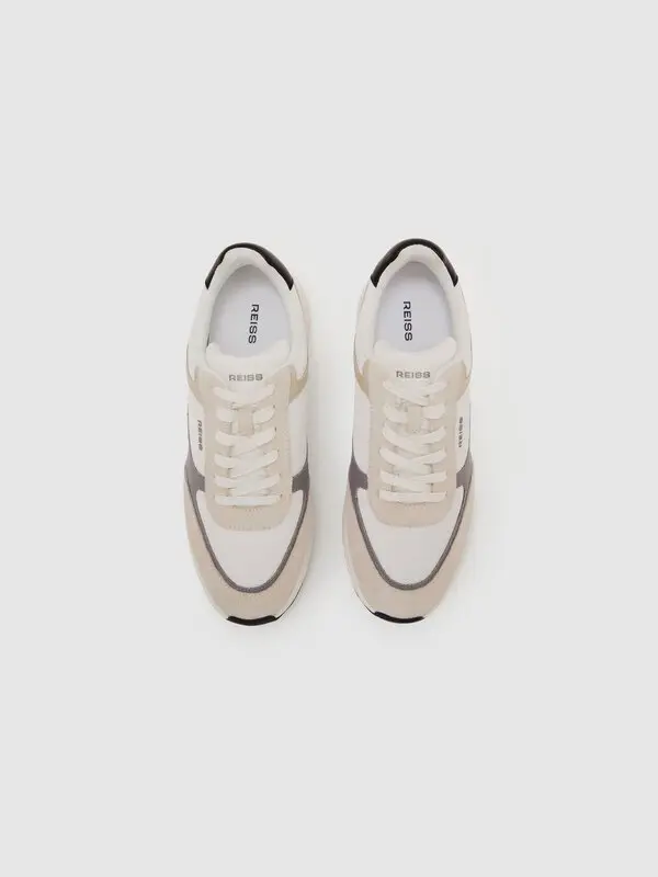 REISS Hudson Suede-trim Runner Trainers - White/light Grey