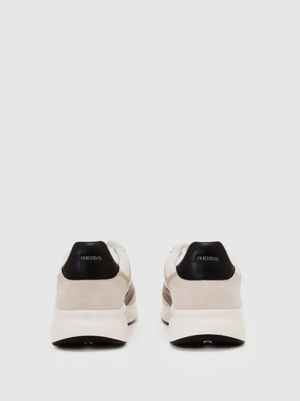 REISS Hudson Suede-trim Runner Trainers - White/light Grey