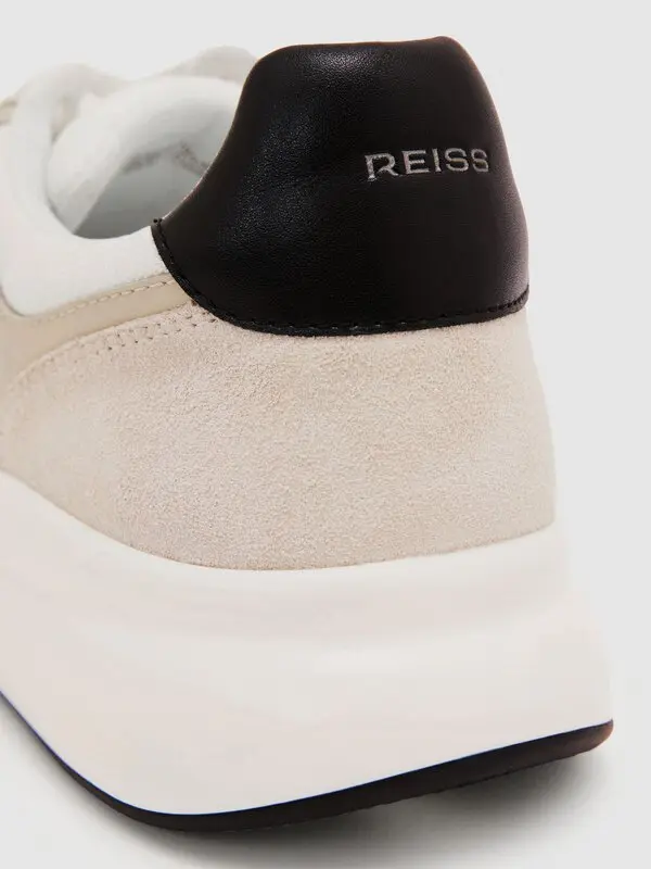 REISS Hudson Suede-trim Runner Trainers - White/light Grey