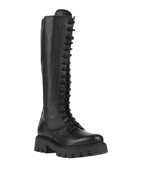 DIVINE FOLLIE Leather Chunky Lace-up Boots - Black