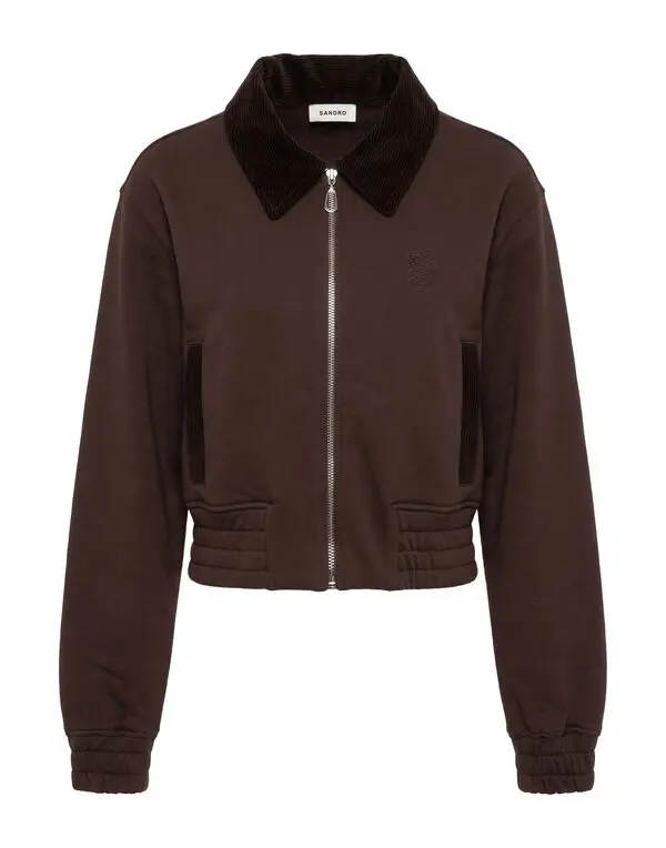 Sandro Sweatshirt Chocolate Size Cotton, Polyester