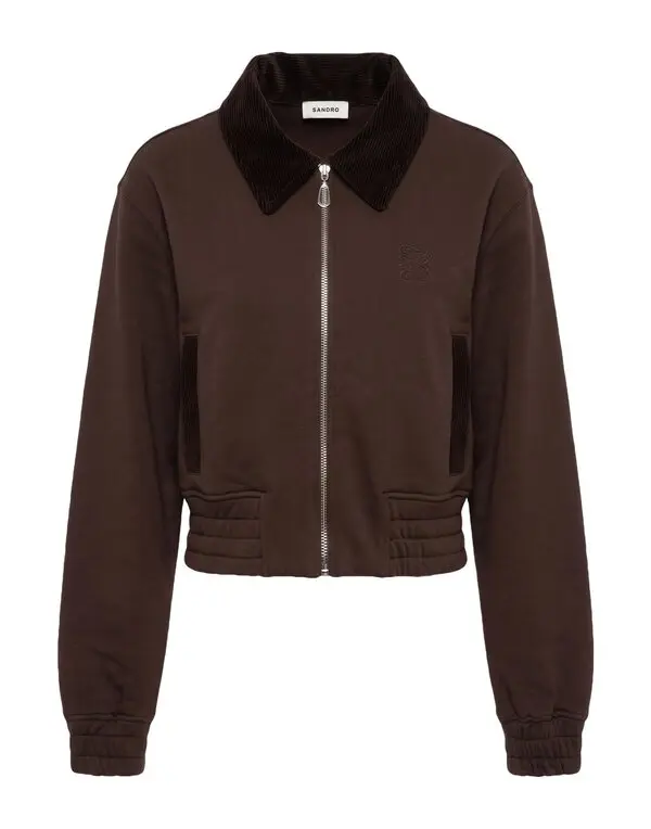 Sandro Sweatshirt Chocolate Size Cotton, Polyester
