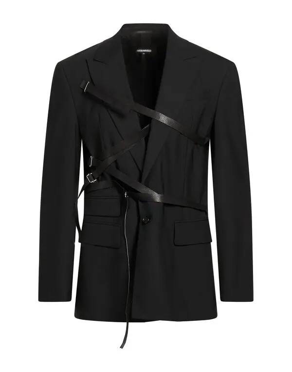 Dsquared2 Blazer Size Polyester, Virgin Wool, Elastane, Calfskin