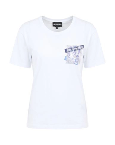 Emporio Armani Cotton Jersey T-shirt With Appliqué And Sequins - White