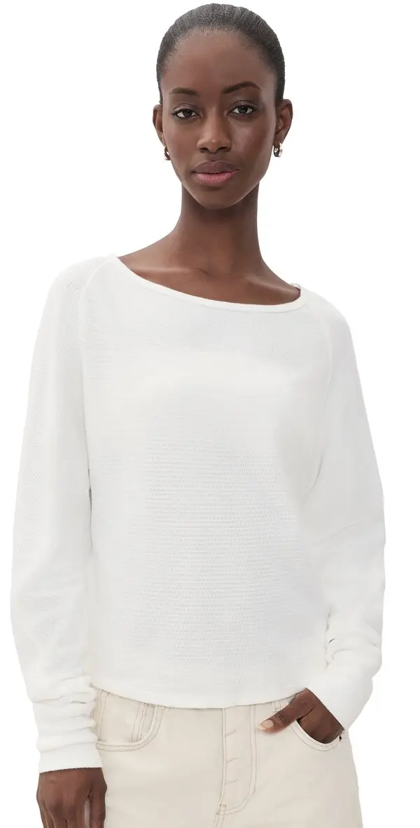 Free People Jess Thermal Tee - Clean Ivory