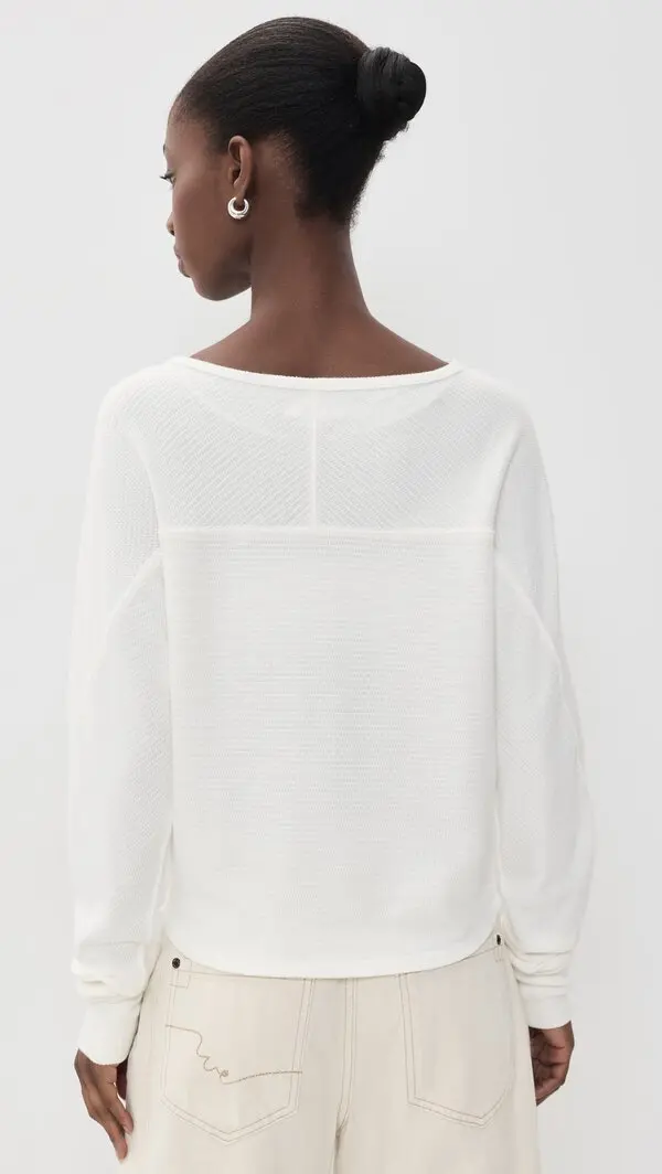 Free People Jess Thermal Tee - Clean Ivory