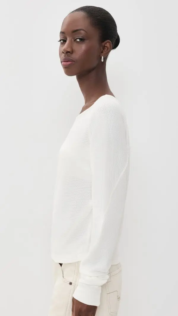 Free People Jess Thermal Tee - Clean Ivory