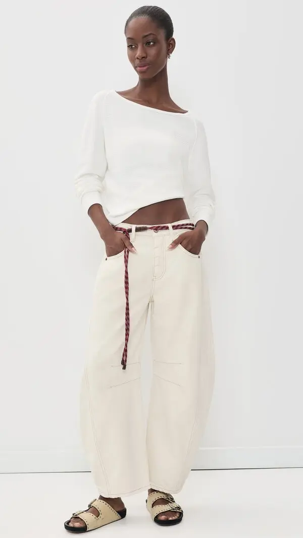 Free People Jess Thermal Tee - Clean Ivory