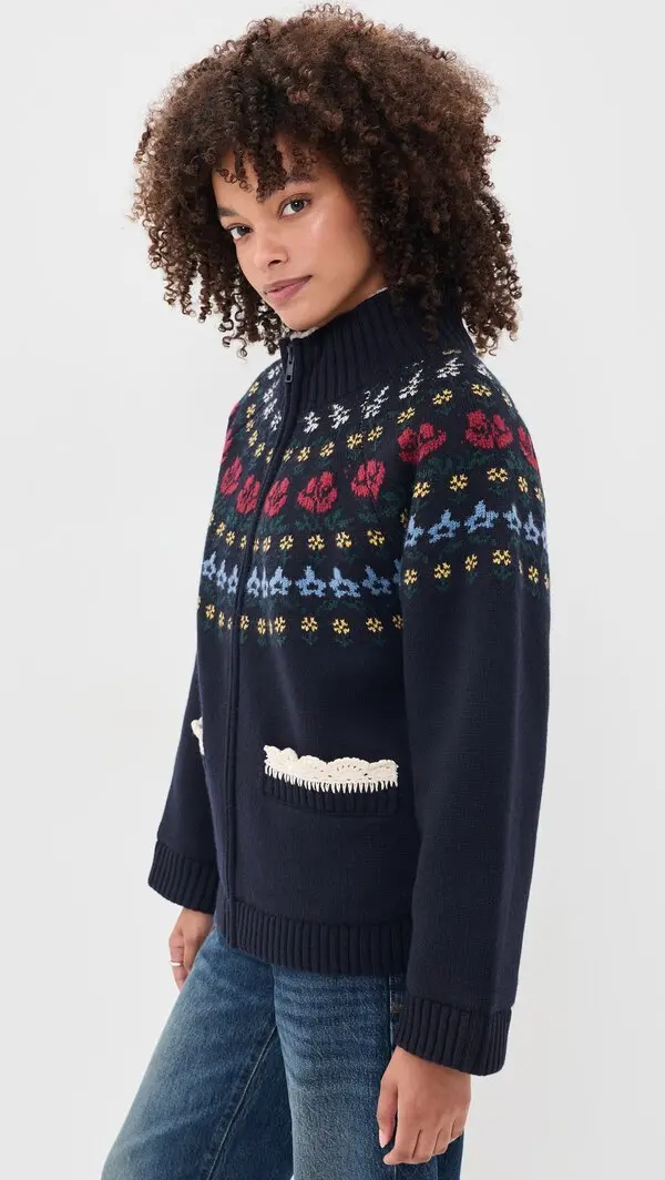 Sea Preston Knit Sherpa Lined Jacket - Navy