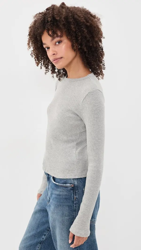 PERFECTWHITETEE Marcela Long Sleeve Cotton Rib Tee