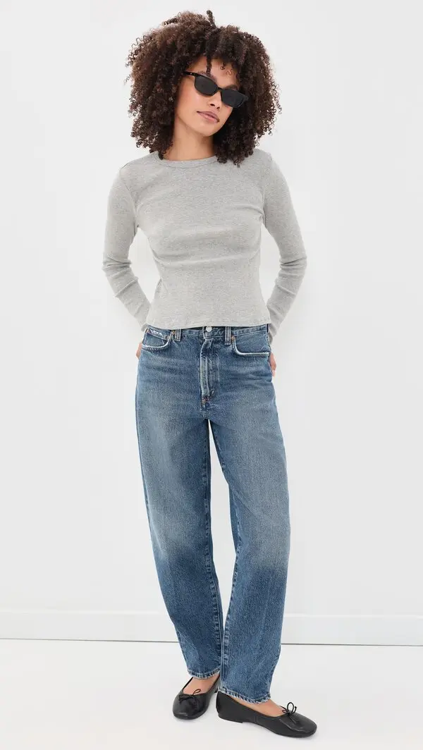 PERFECTWHITETEE Marcela Long Sleeve Cotton Rib Tee