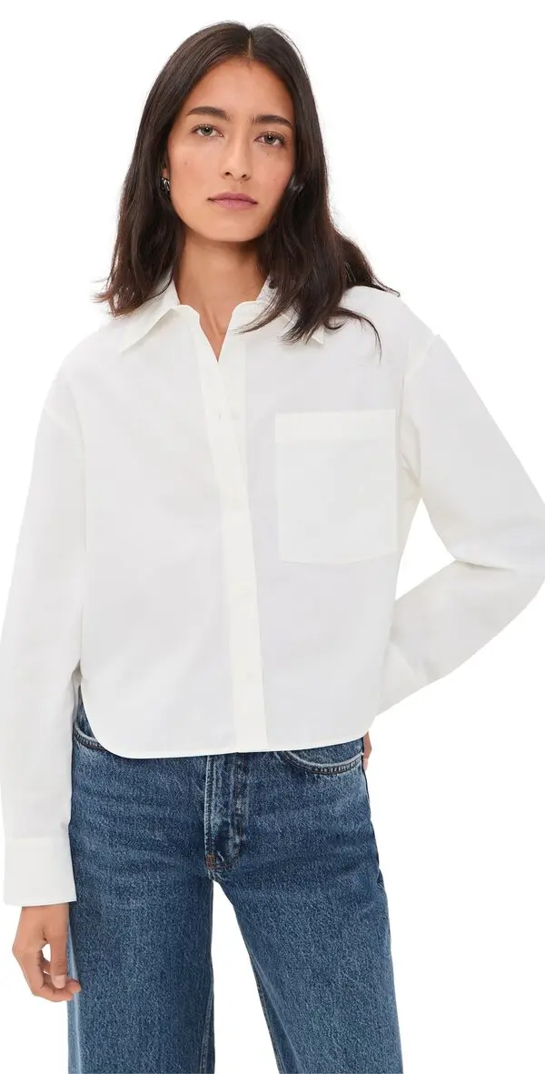 ANINE BING Scott Cropped Shirt