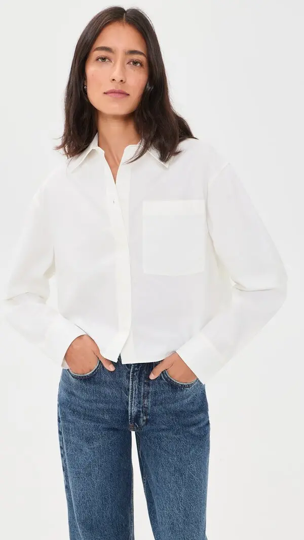 ANINE BING Scott Cropped Shirt