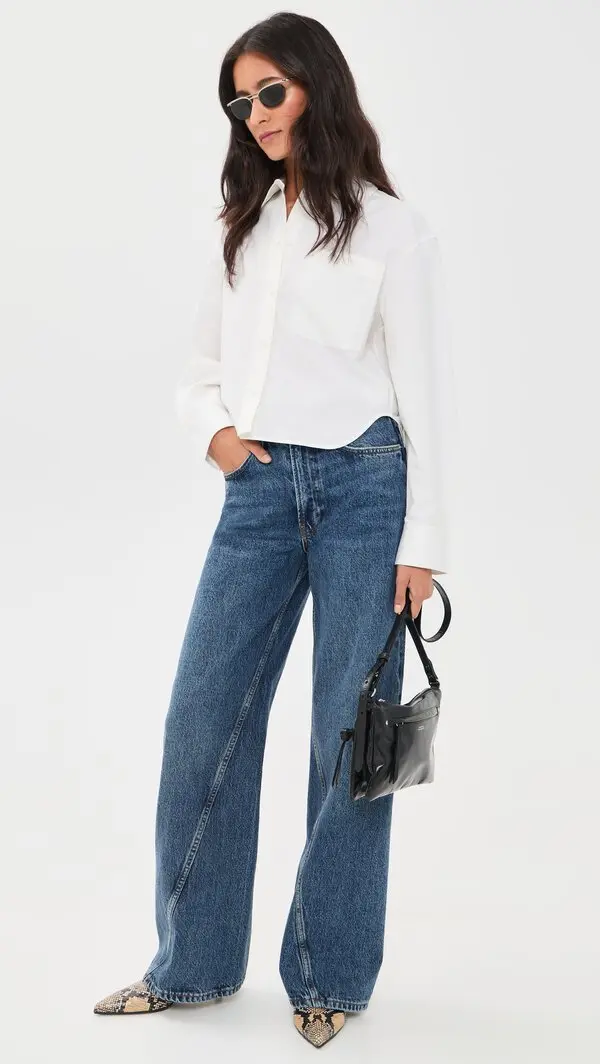 ANINE BING Scott Cropped Shirt