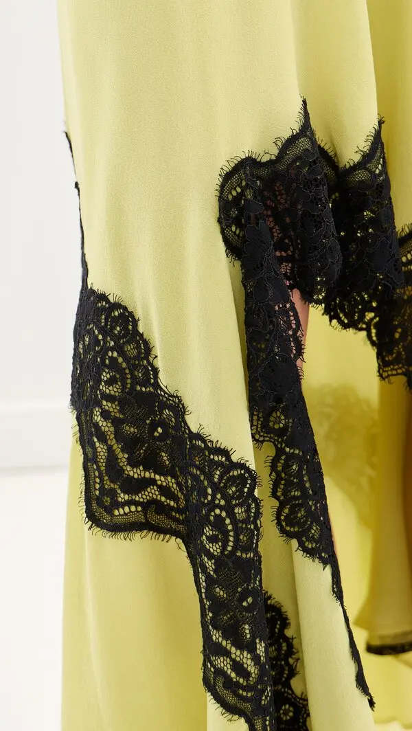 Christopher Esber Cutaway Lace Gathered Tank Silk Dress