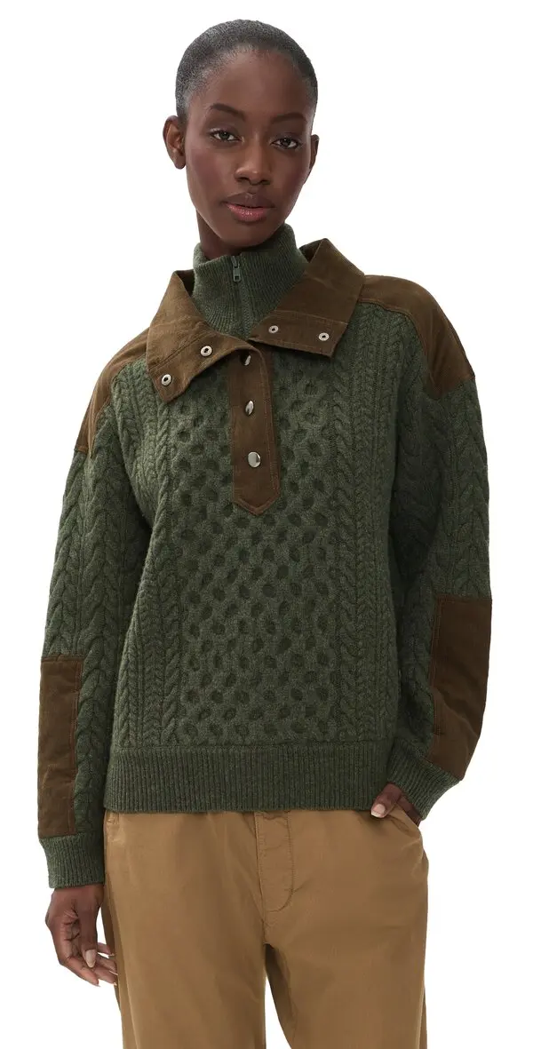 Sea Allen Cable Half Zip Double Layer Sweater