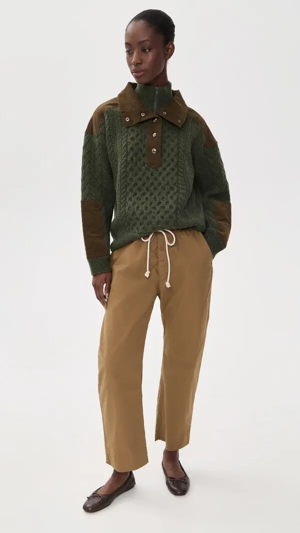 Sea Allen Cable Half Zip Double Layer Sweater