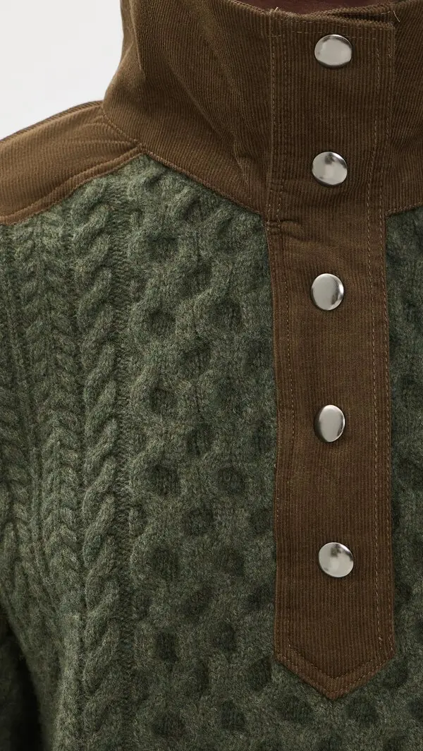 Sea Allen Cable Half Zip Double Layer Sweater