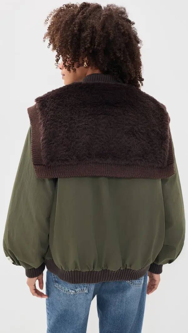 Sea Marta Faux Fur Combo Bomber Jacket