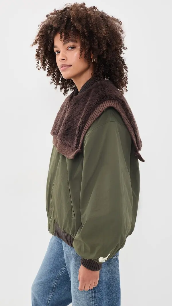 Sea Marta Faux Fur Combo Bomber Jacket