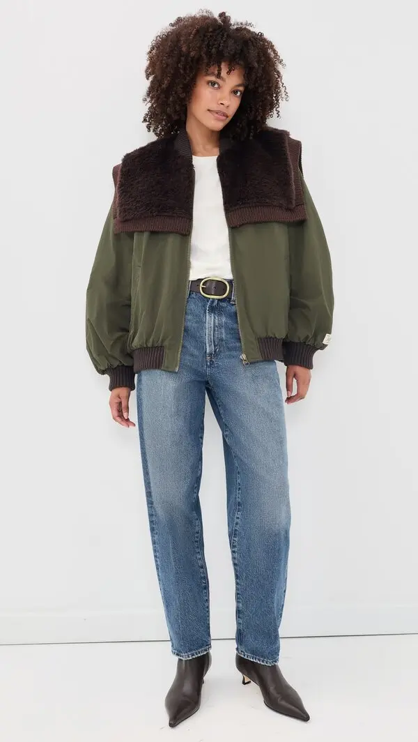 Sea Marta Faux Fur Combo Bomber Jacket
