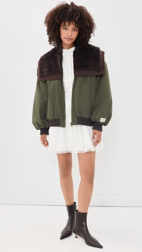 Sea Marta Faux Fur Combo Bomber Jacket
