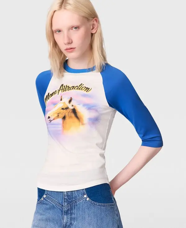 Stella McCartney Airbrushed Horse Baseball T-shirt