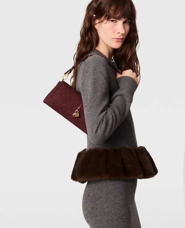 Stella McCartney Wool Crewneck Jumper With Fur Trim - Grey