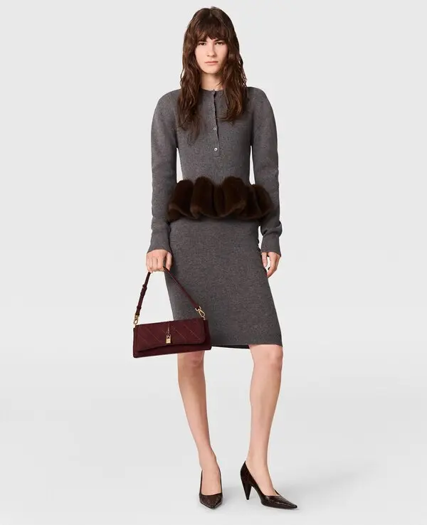 Stella McCartney Wool Crewneck Jumper With Fur Trim - Grey